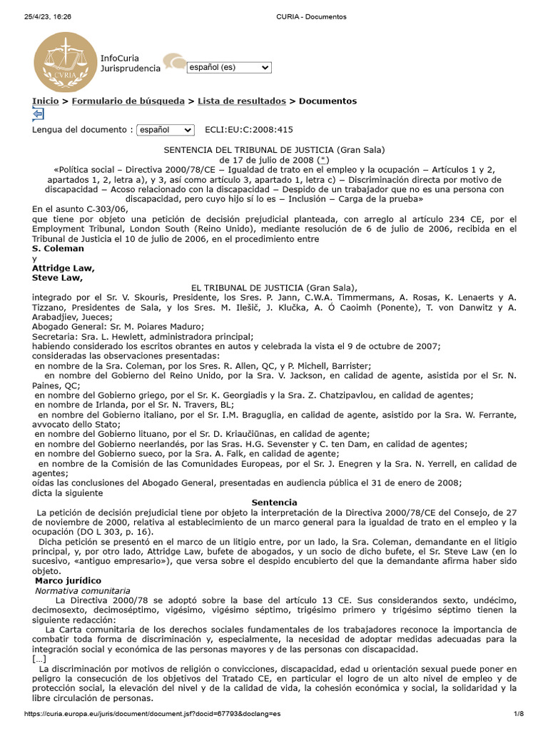 CURIA - Documentos | PDF | Acoso sexual | Invalidez