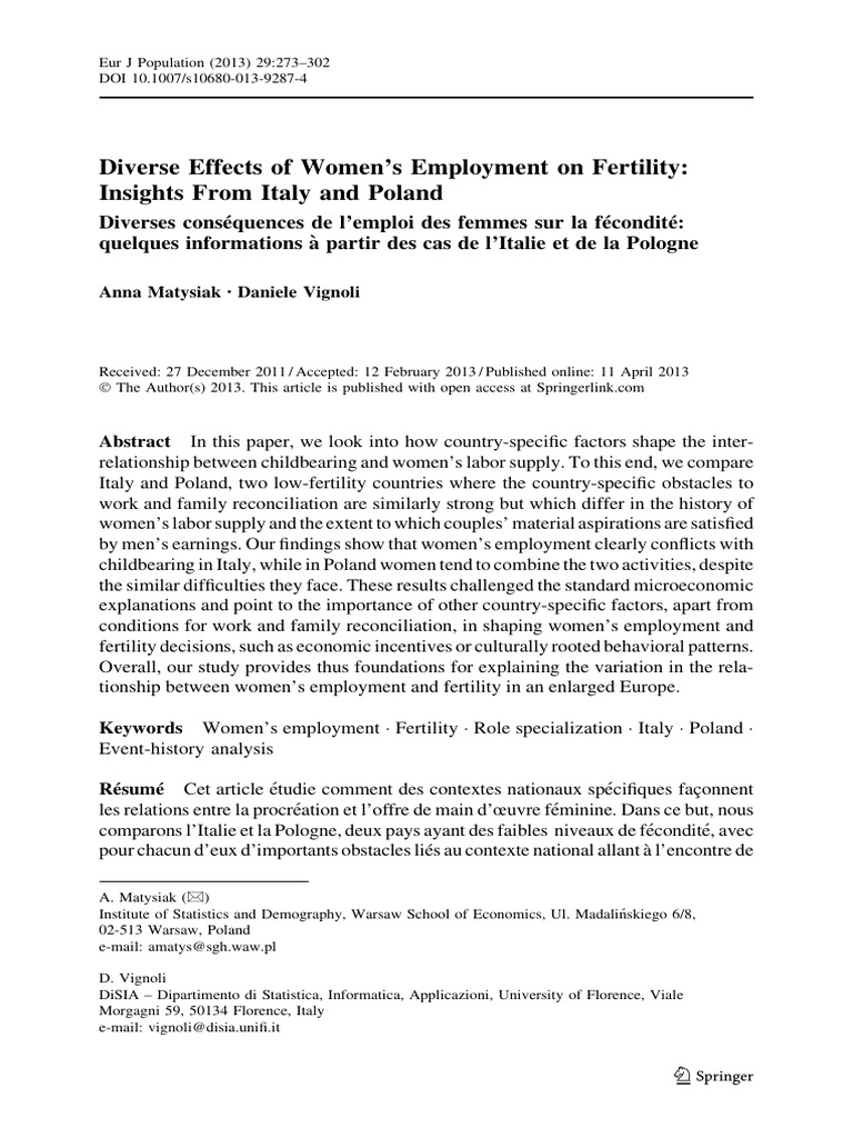s10680-013-9287-4 | PDF | Total Fertility Rate | Parental Leave