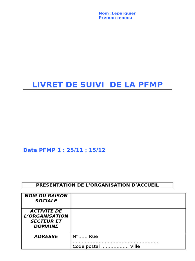 Suivi de PFMP : Activités et Analyse | PDF