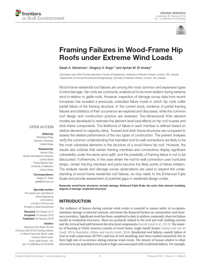 Wood-Frame Hip Roof Failures in Winds | PDF | Storms | Wound