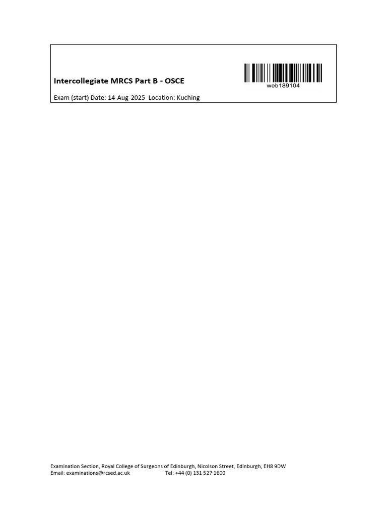 MRCS Part B OSCE Exam Details 2025 | PDF