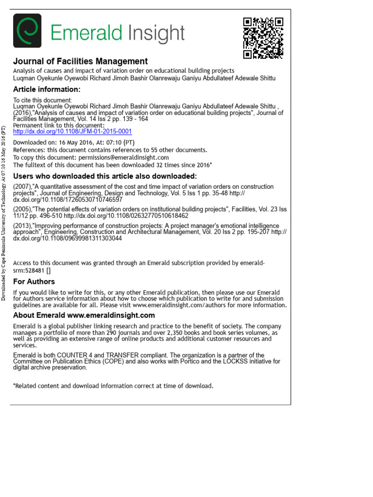 Analysis of Causes and Impact of Variation Order On Educational ...