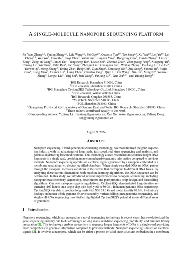 A Single Molecule Nanopore Sequencing Platform | PDF | Dna Sequencing | Dna
