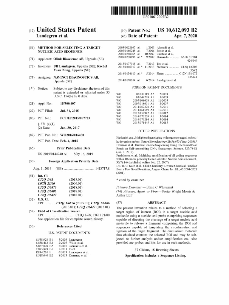 US10612093 - Method For Selecting A Target Nucleic Acid Sequence | PDF ...