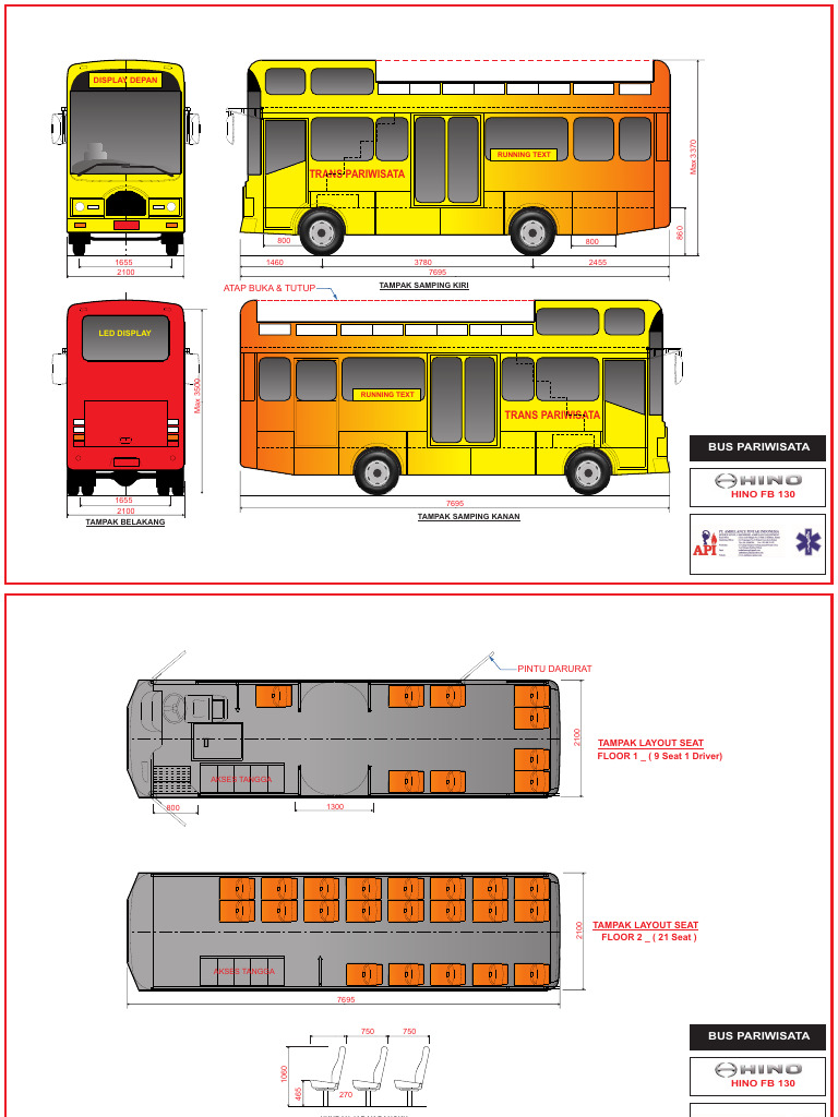 03 Bus Pariwisata Hino FB 130 - Sliding Tengah L-R | PDF