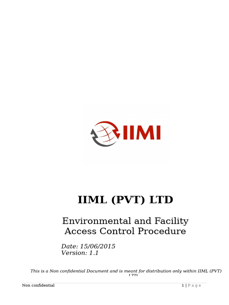 IIML Environmental and Facility Access Control Procedure v1.1 | PDF ...