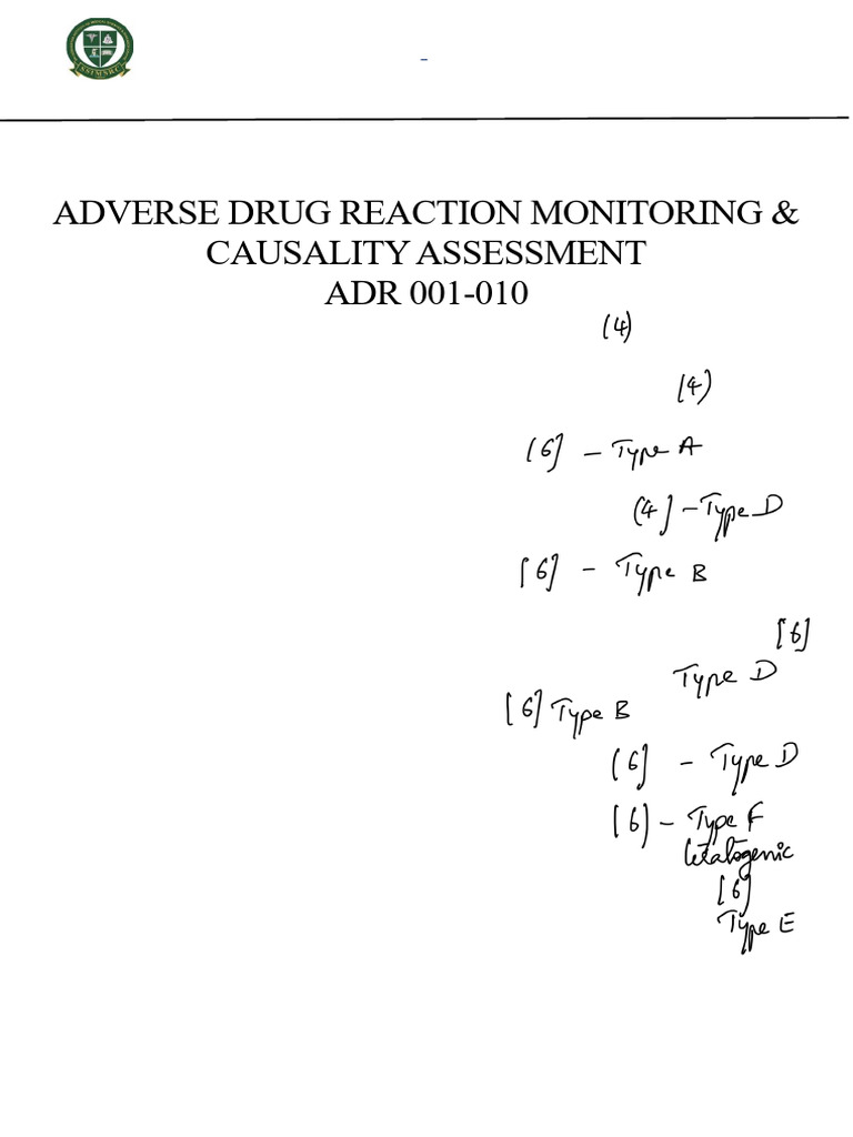 Adverse Drug Reaction Assessment Guide | PDF | Chemotherapy | Medicine