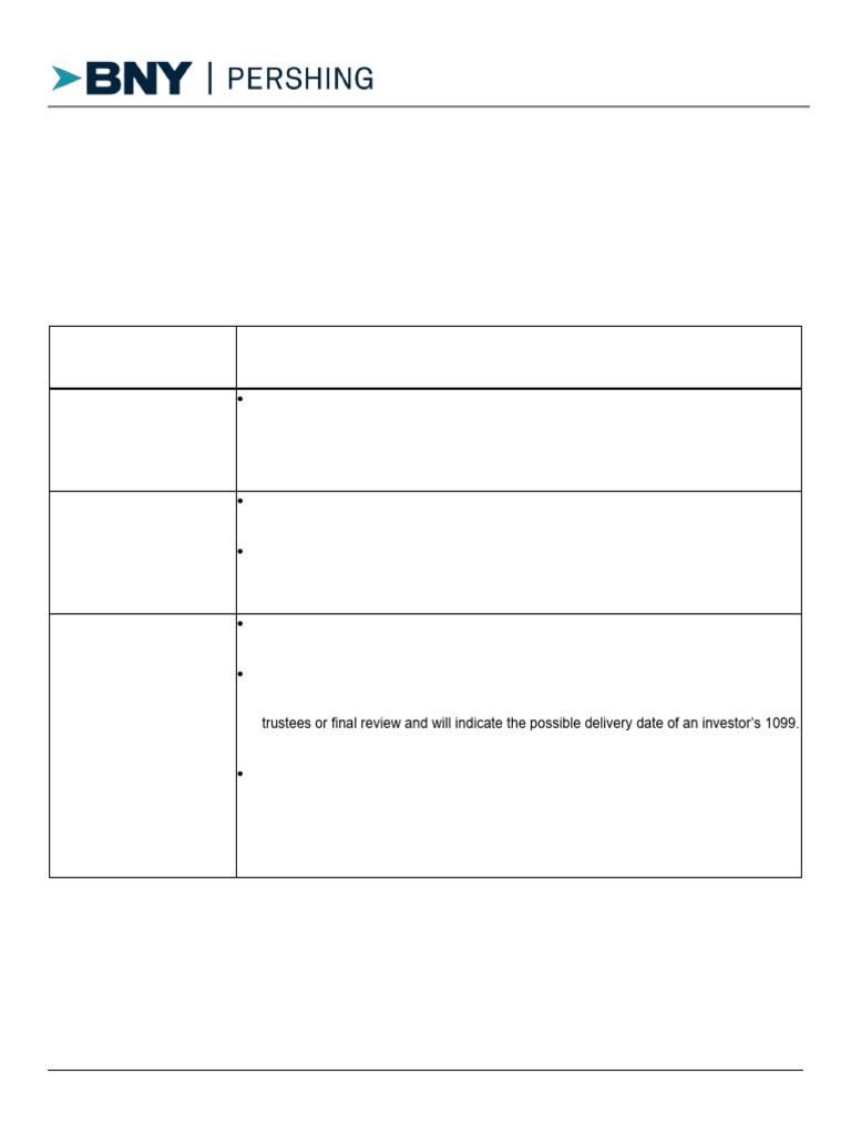 Pershing 1099 Delivery Schedule For 2024 Tax Reporting | PDF ...