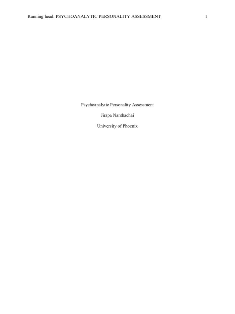 Psychoanalytic Personality Assessment | PDF