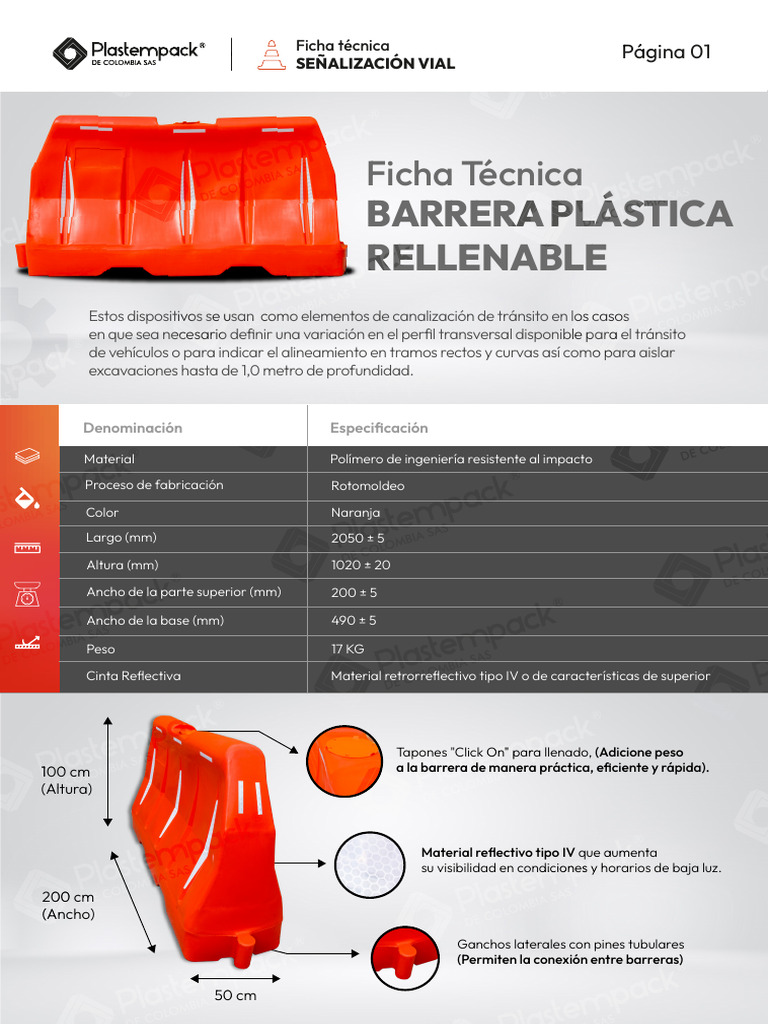 Barrera Plástica para Señalización Vial | PDF | Eje