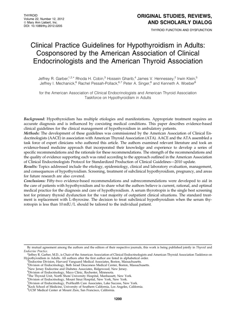 Guidelines for Managing Hypothyroidism | PDF | Hypothyroidism | Thyroid ...
