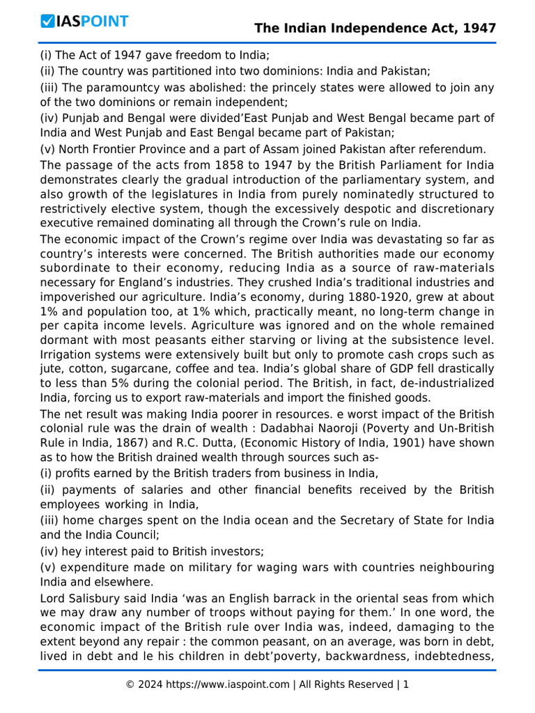 The Indian Independence Act, 1947 | PDF | British Raj | Bengal