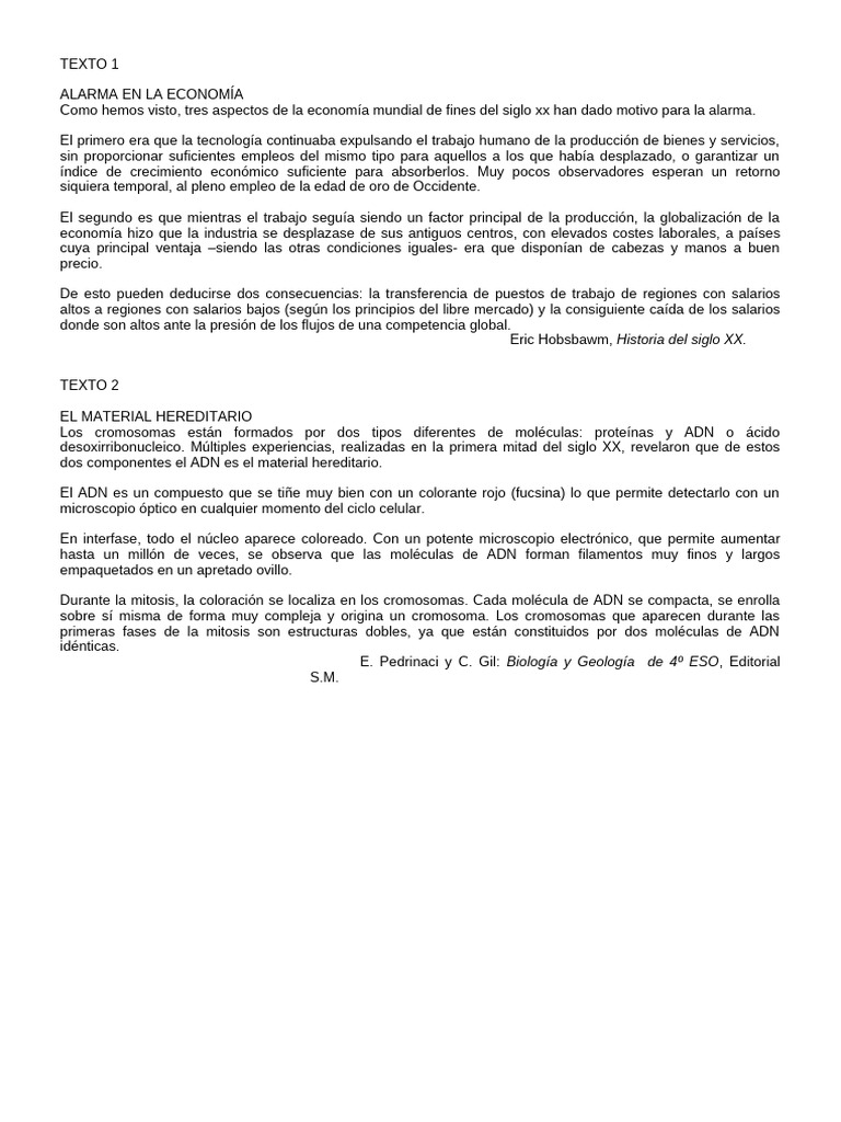 TEXTOS EXPOSITIVOS 4 ESO | PDF