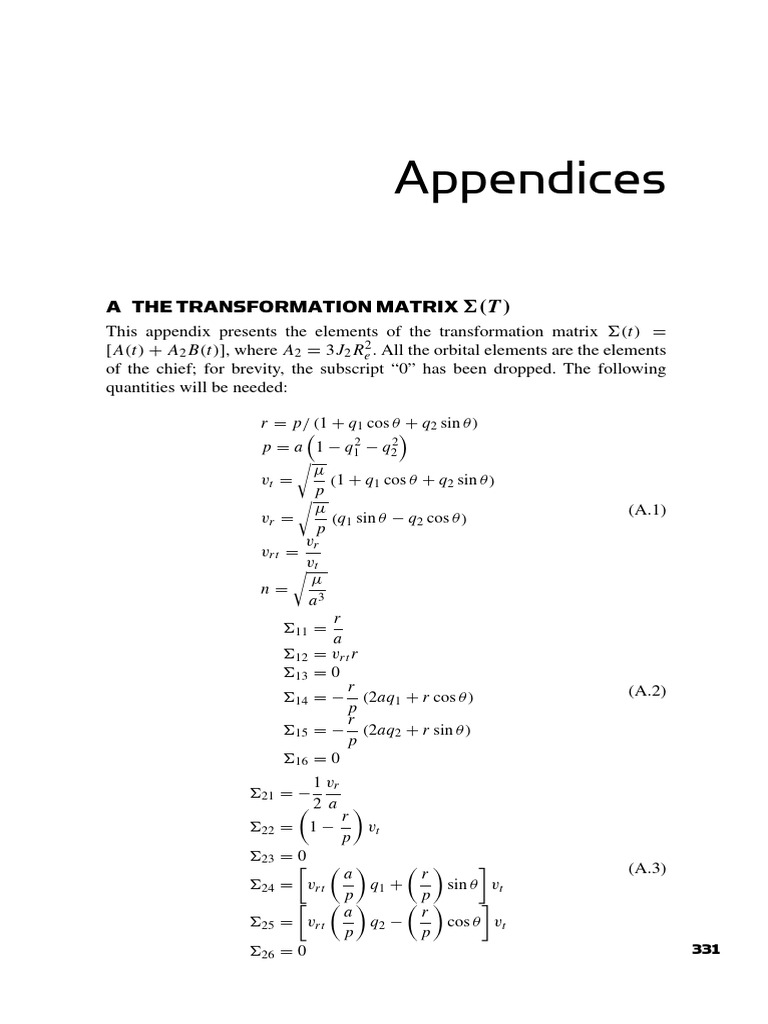 Appendices 2010 Spacecraft-Formation-Flying | PDF | Matrix Theory | Mathematical Physics