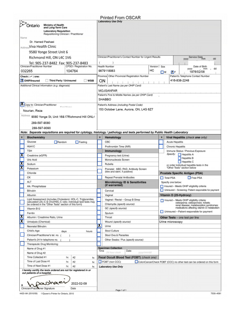 Lab Req Mojganfar, Shabbo | PDF