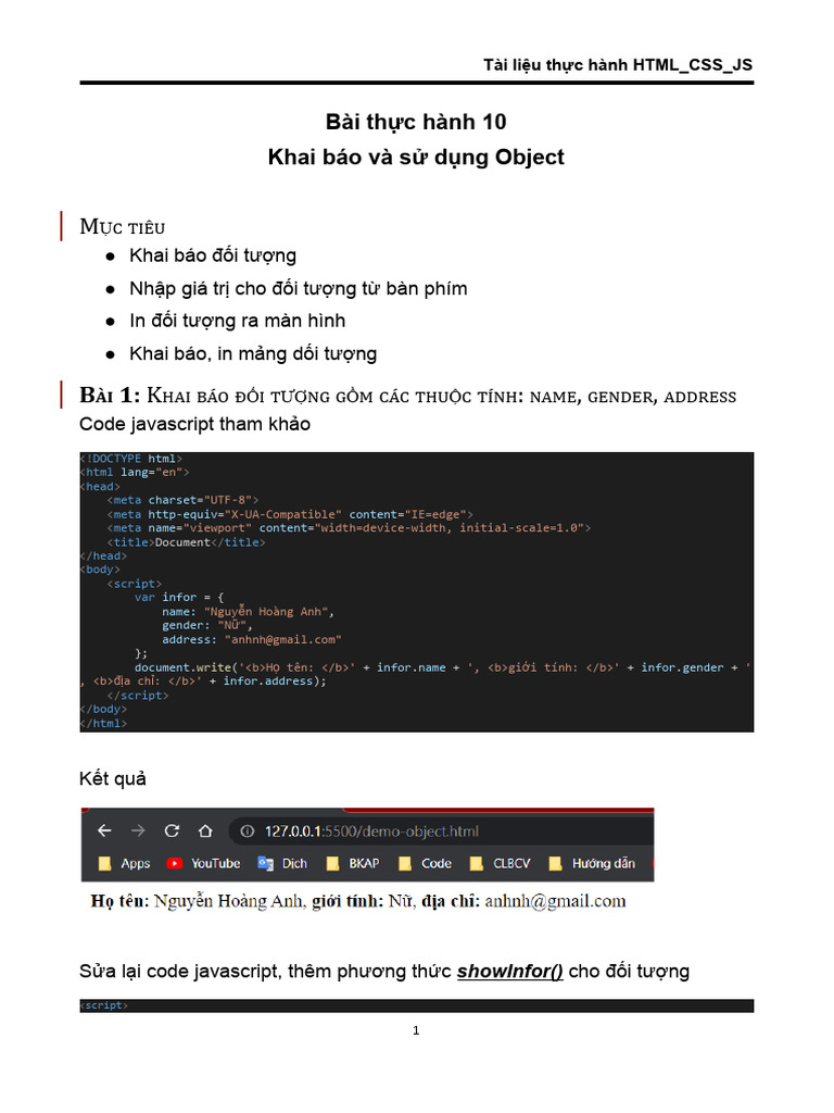 HTML5 Labguide 10 Su Dung Object | PDF