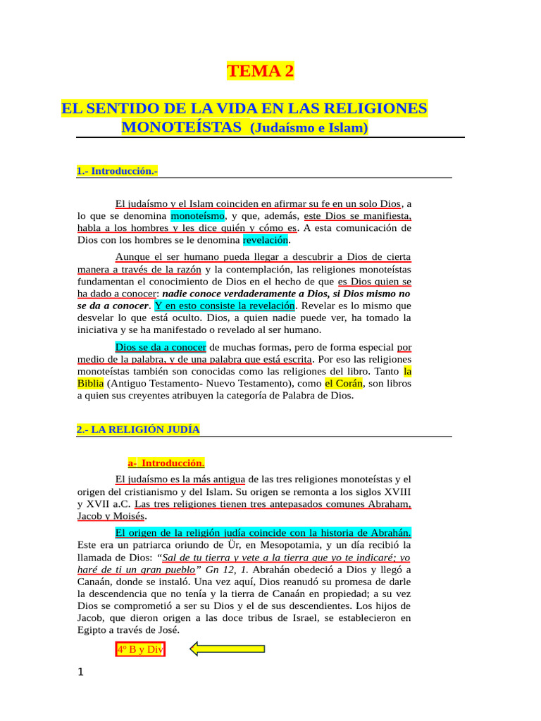 Tema 2 Religion 4 Eso | PDF | Mahoma | Monoteísmo