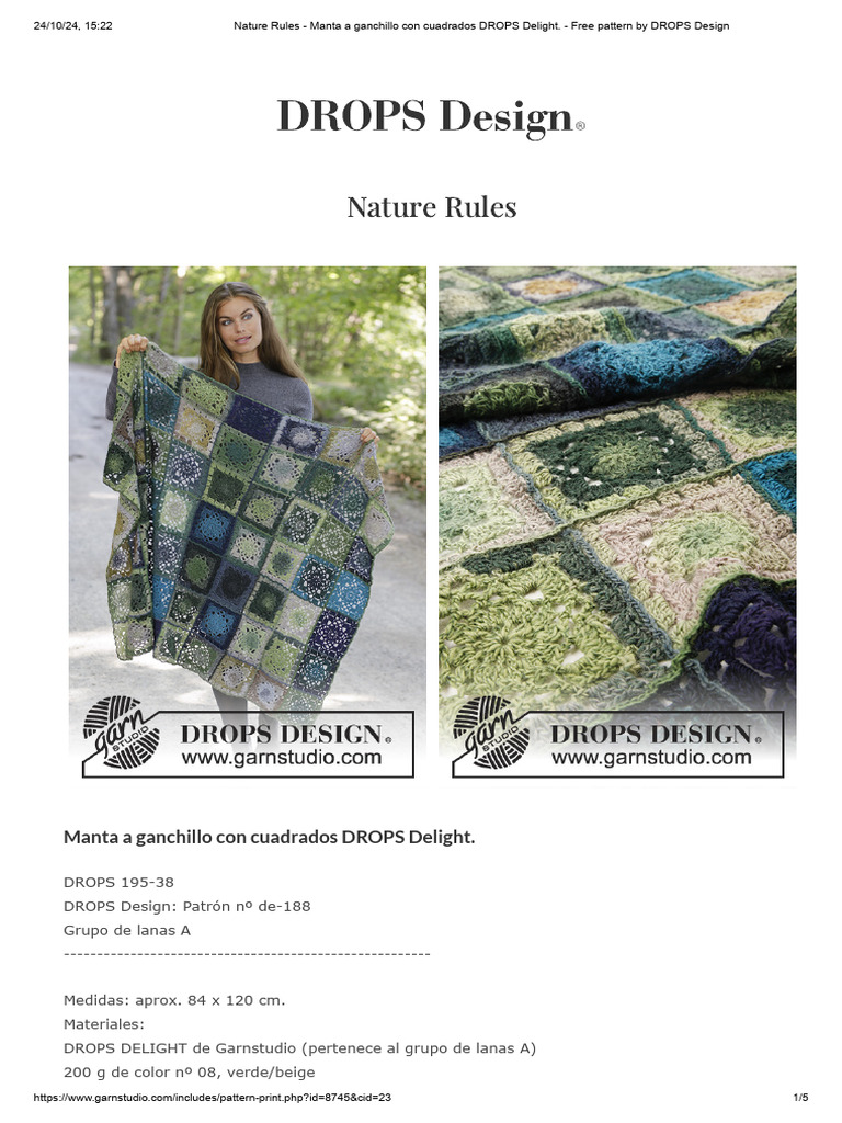 Nature Rules: Manta A Ganchillo Con Cuadrados DROPS Delight | PDF ...