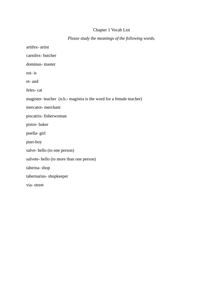 Chapter 1 Vocab List | PDF