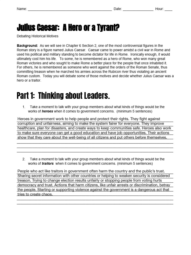 Julius Caear_ Hero or Tryant_ | PDF | Julius Caesar | Pompey