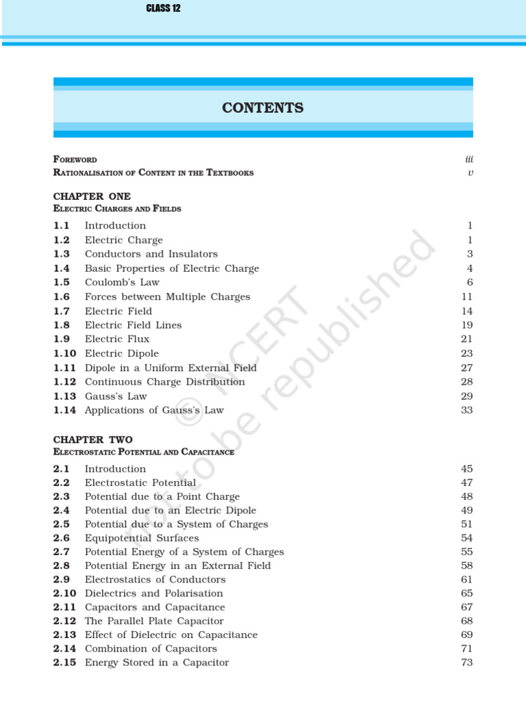 I For Index Class12 NCERT | PDF | Magnetic Field | Optics