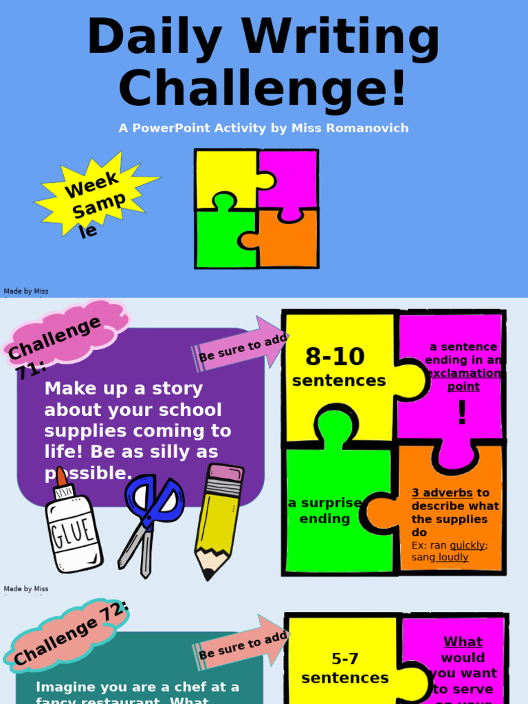 Daily Writing Challenge! Week Sample Freebie - Copy | PDF | Language ...