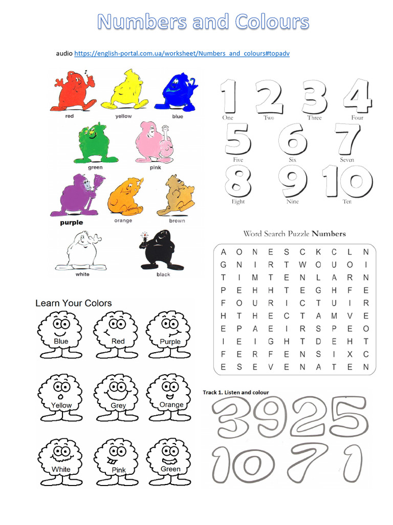 Numbers and Colours Worksheet | PDF