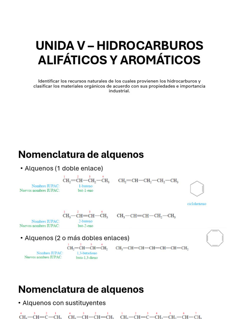 Unida V - Hidrocarburos Alifáticos y Aromáticos | PDF