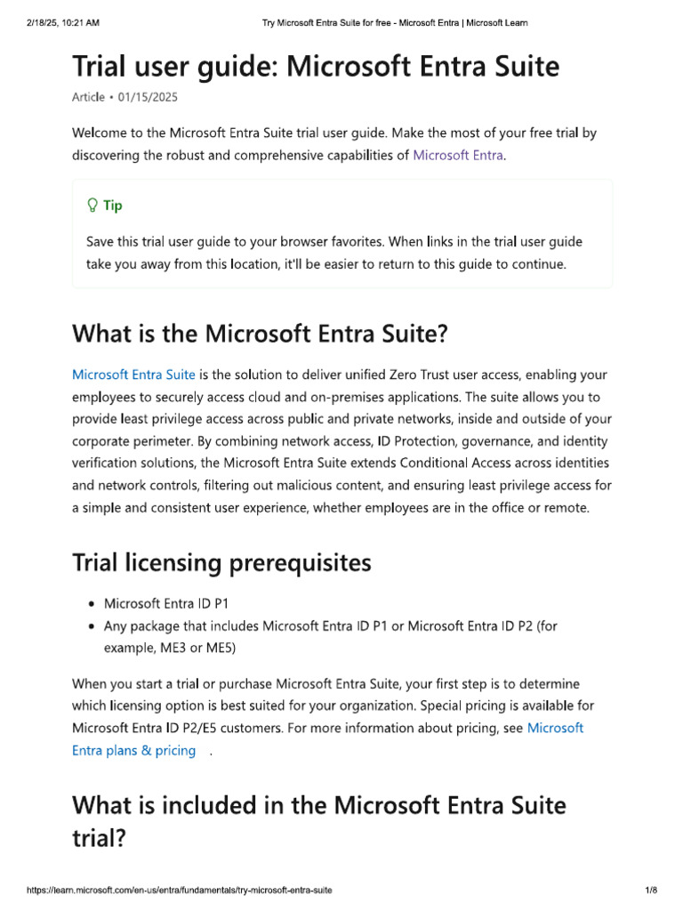 Trial user guide Microsoft Entra Suite | PDF Trial user guide Microsoft Entra Suite | PDF