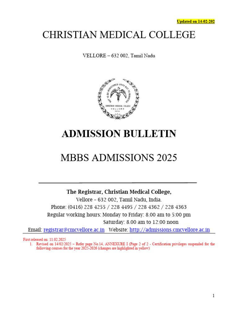 MBBS Admission Bulletin 2025 Feb 14 2025 | PDF | Medical School | Debit ...
