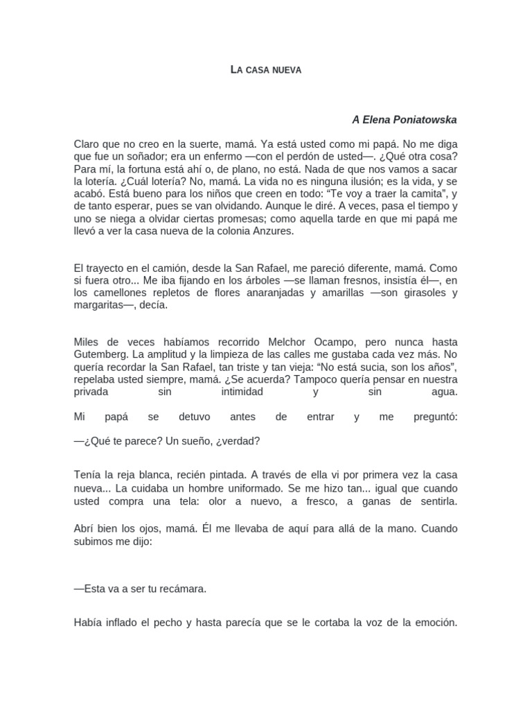 La Casa Nueva: Un Sueño Familiar | PDF