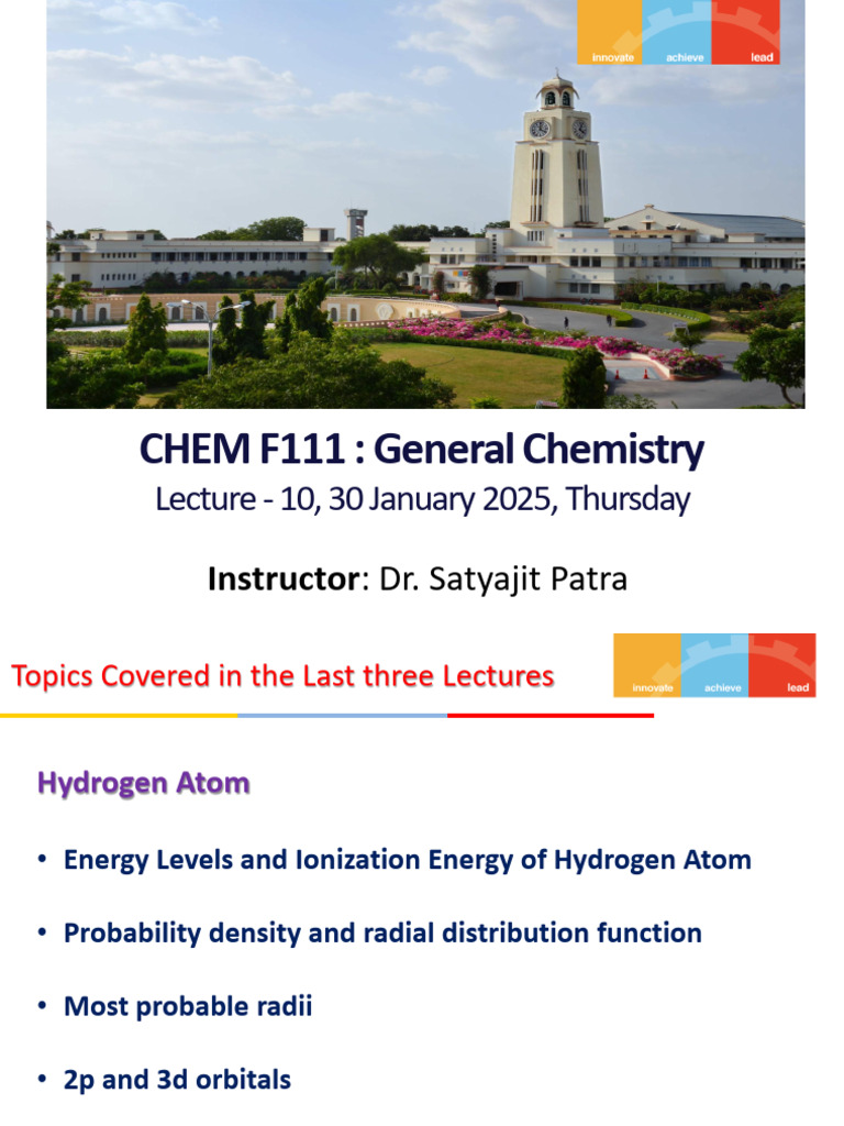 GenChem_Lec10 | PDF | Spin (Physics) | Atomic Orbital