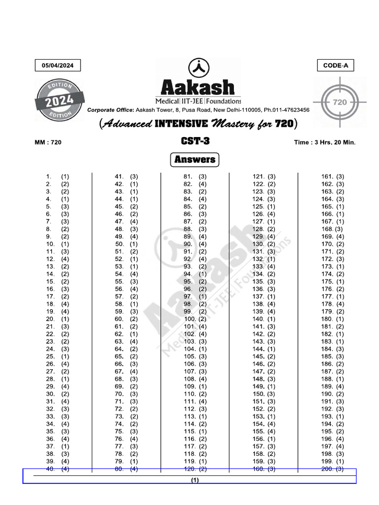 CST 3 CODE A viju ANS Intensive @CET_JEE_NEET | PDF