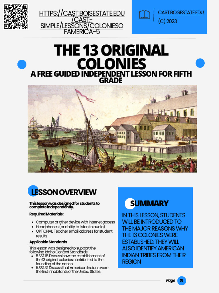 13 Colonies Lesson for Fifth Graders | PDF | Learning | Computing