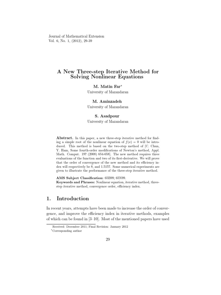 A New Three Step Iterative Method For Solving Nonlinear Equations Pdf