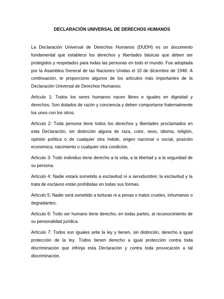 Declaración Universal de Derechos Humanos | PDF