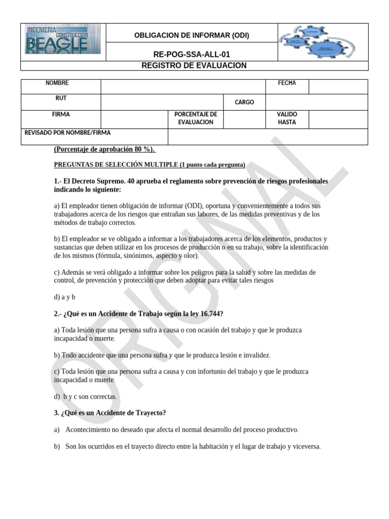 Evaluación de Obligación de Informar (ODI) | PDF