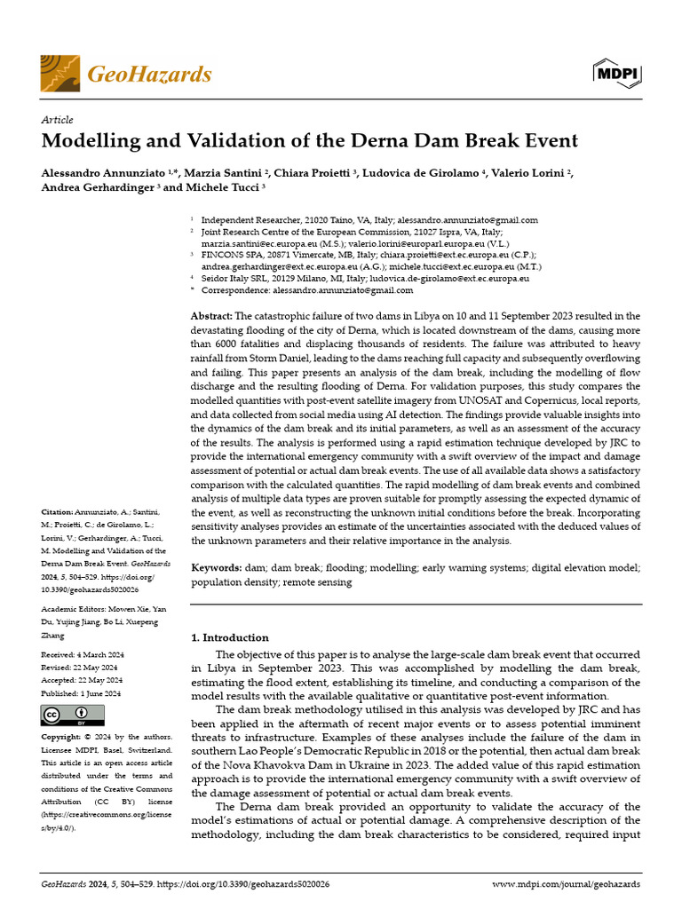 Modelling and Validation of The Derna Dam Break Ev | PDF | Dam | Flood