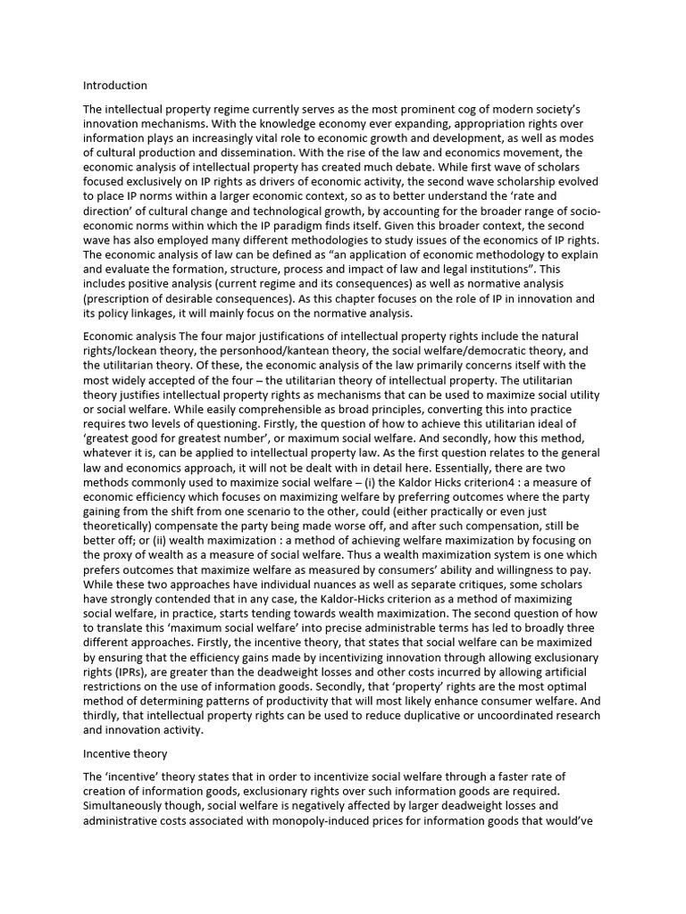 Economic Justification | PDF | Welfare Economics | Intellectual Property