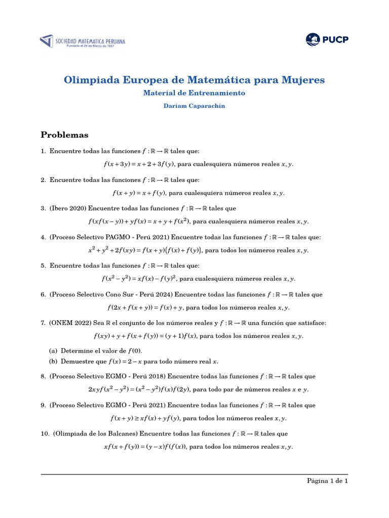Entrenamiento EGMO, Algebra | PDF