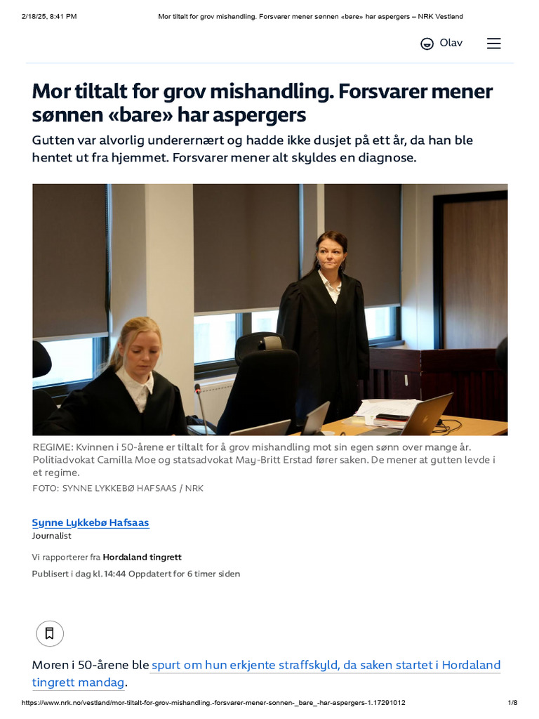 Mor tiltalt for grov mishandling. Forsvarer mener sønnen «bare» har aspergers – NRK Vestland | PDF