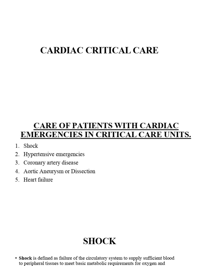 Cardiac Critical Care | PDF | Shock (Circulatory) | Myocardial Infarction