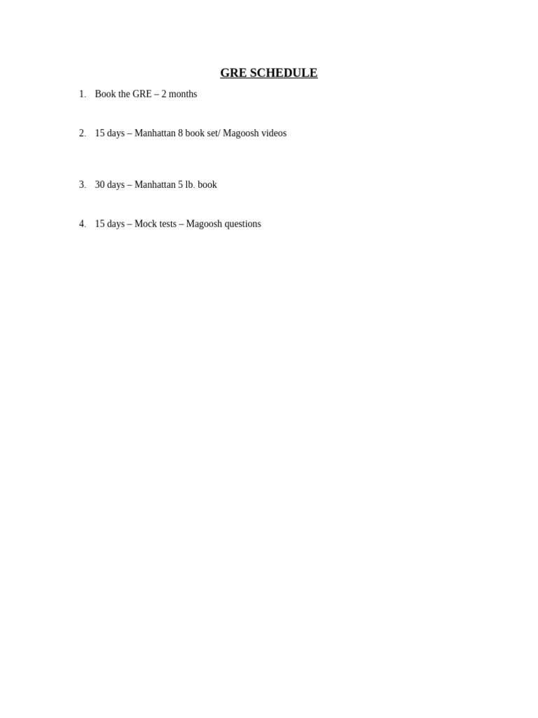 GRE Schedule | PDF