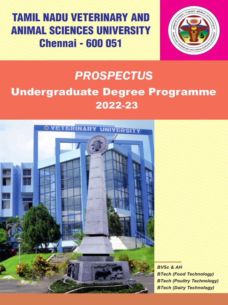 TANUVAS Undergraduate Admission 2022-23 | PDF | University And College ...