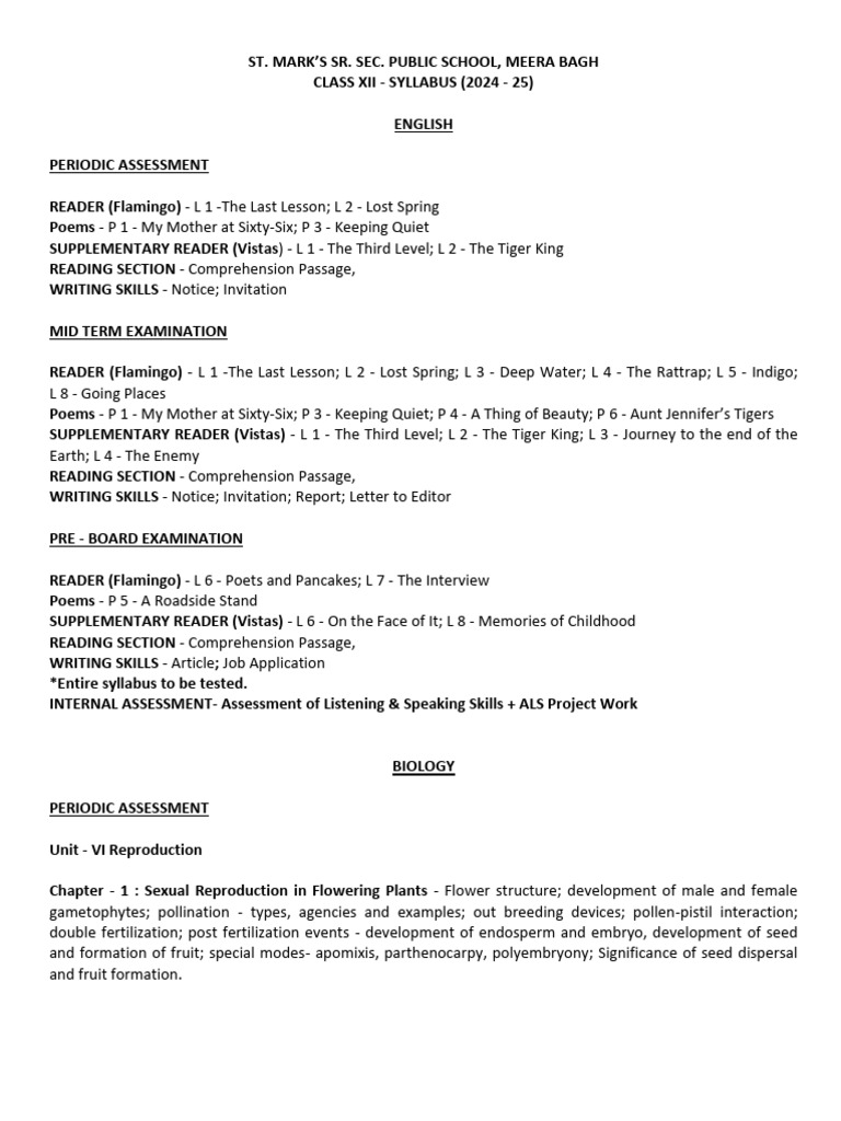 Class - XII Syllabus 2024-2025 | PDF | Matrix (Mathematics) | Euclidean Vector