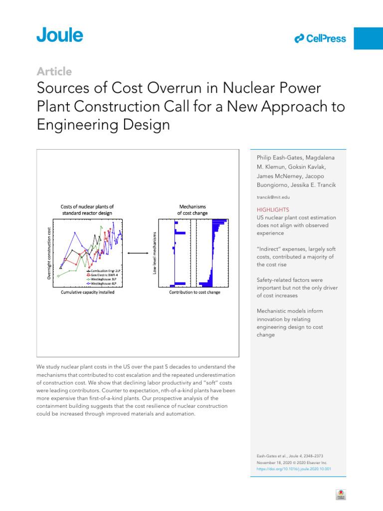 Sources of Cost Overrun in Nuclear Power Plant Construction | PDF ...