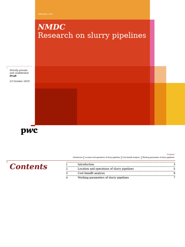 NMDC Research On Slurry Pipelines RDC 23102019 | PDF | Mechanical Engineering