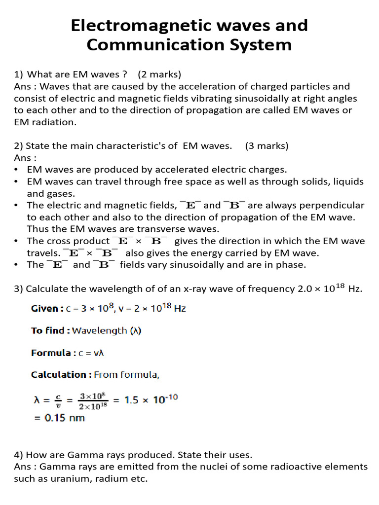 EM Waves & Communication Basics | PDF | Radio Propagation | Electromagnetic Radiation