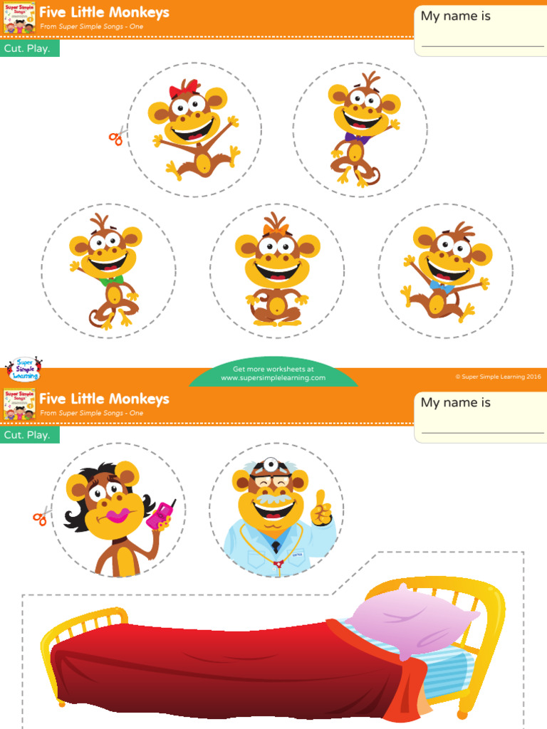 Five Little Monkeys Craft Dramatic Play Set Color | PDF