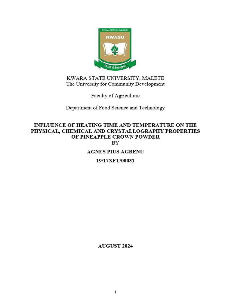 Agnes Pius Agbenu Manuscript-1 | PDF | Dietary Fiber | Diet & Nutrition